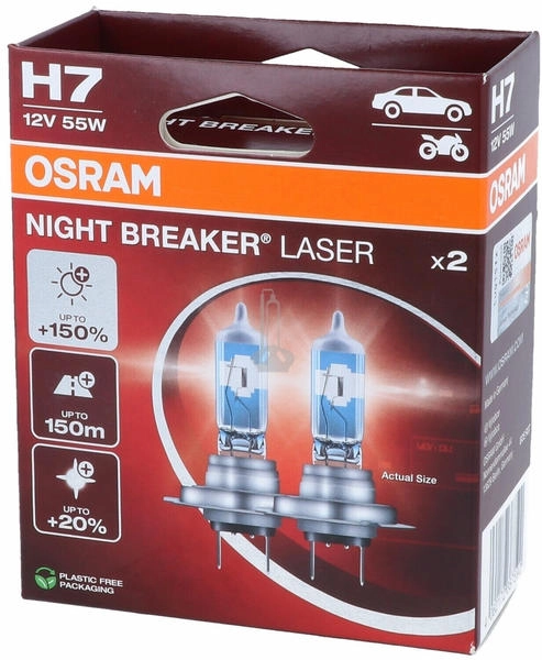 Osram NIGHT BREAKER LASER H7, +150% mehr Helligkeit, Halogen ...
