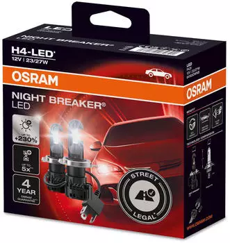 Osram NIGHT BREAKER LED START H4, LED-Fern- und Abblendlicht mit Straßenzulassung, bis zu 230% ...