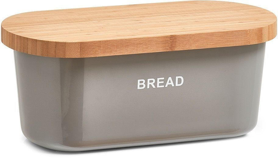 Zeller Brotkasten, grau, Melamin/Bamboo, 36 x 20 x 14,5 cm Klappdeckel ...