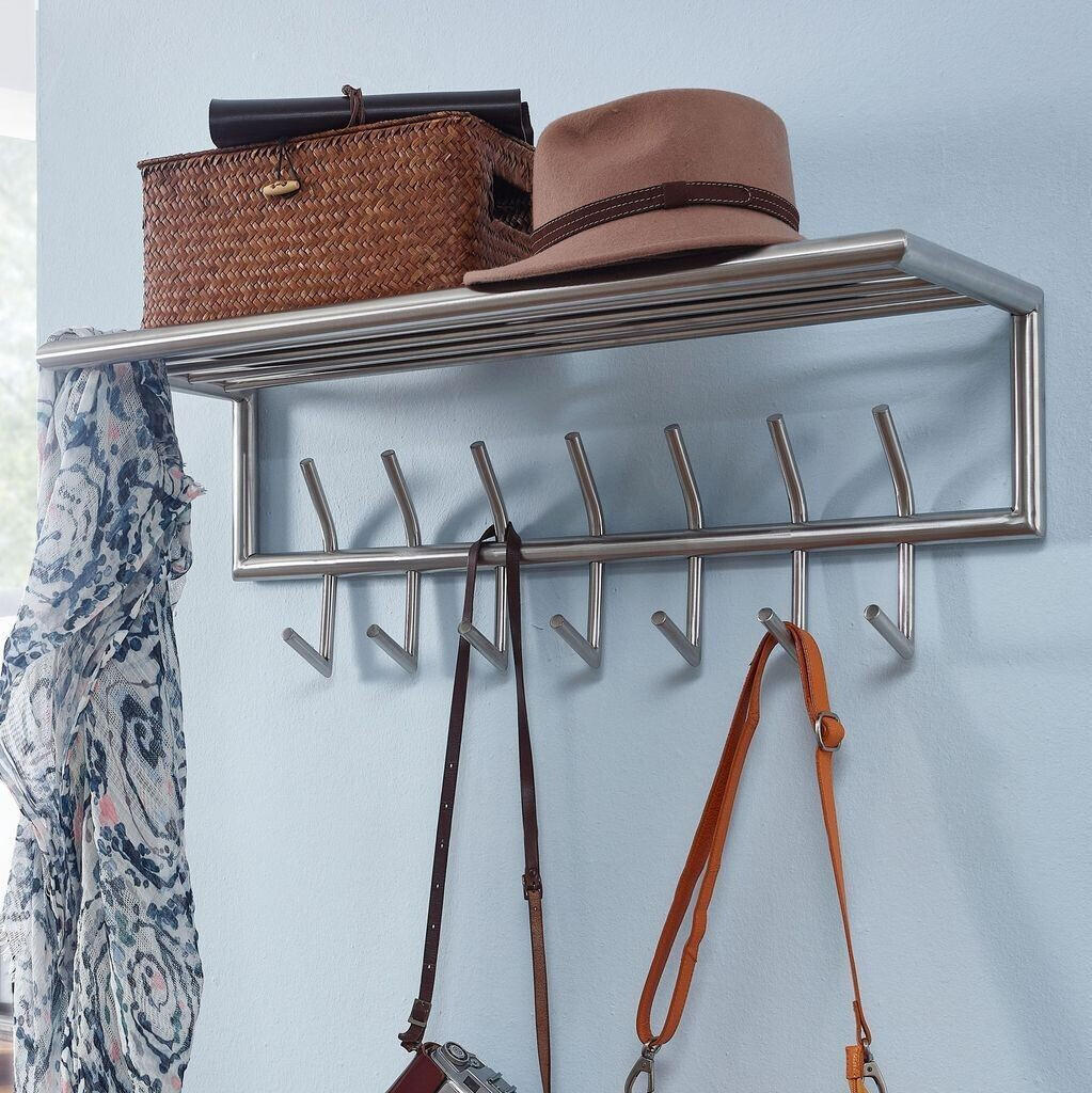 Finebuy Wandgarderobe Metall Silber 74,5x39x19,5 Garderobenpaneel ...
