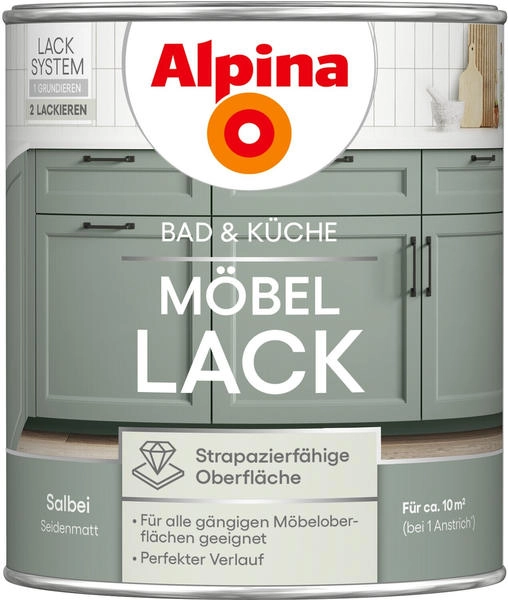 Alpina Möbellack für Küche & Badezimmer Salbei 750 ml Innenfarbe ...