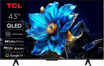 TCL 43T69C 43 Zoll QLED, Direct LED TV, 4K HDR TV, Smart Google TV (Dolby Vision & Atmos, Motion ...