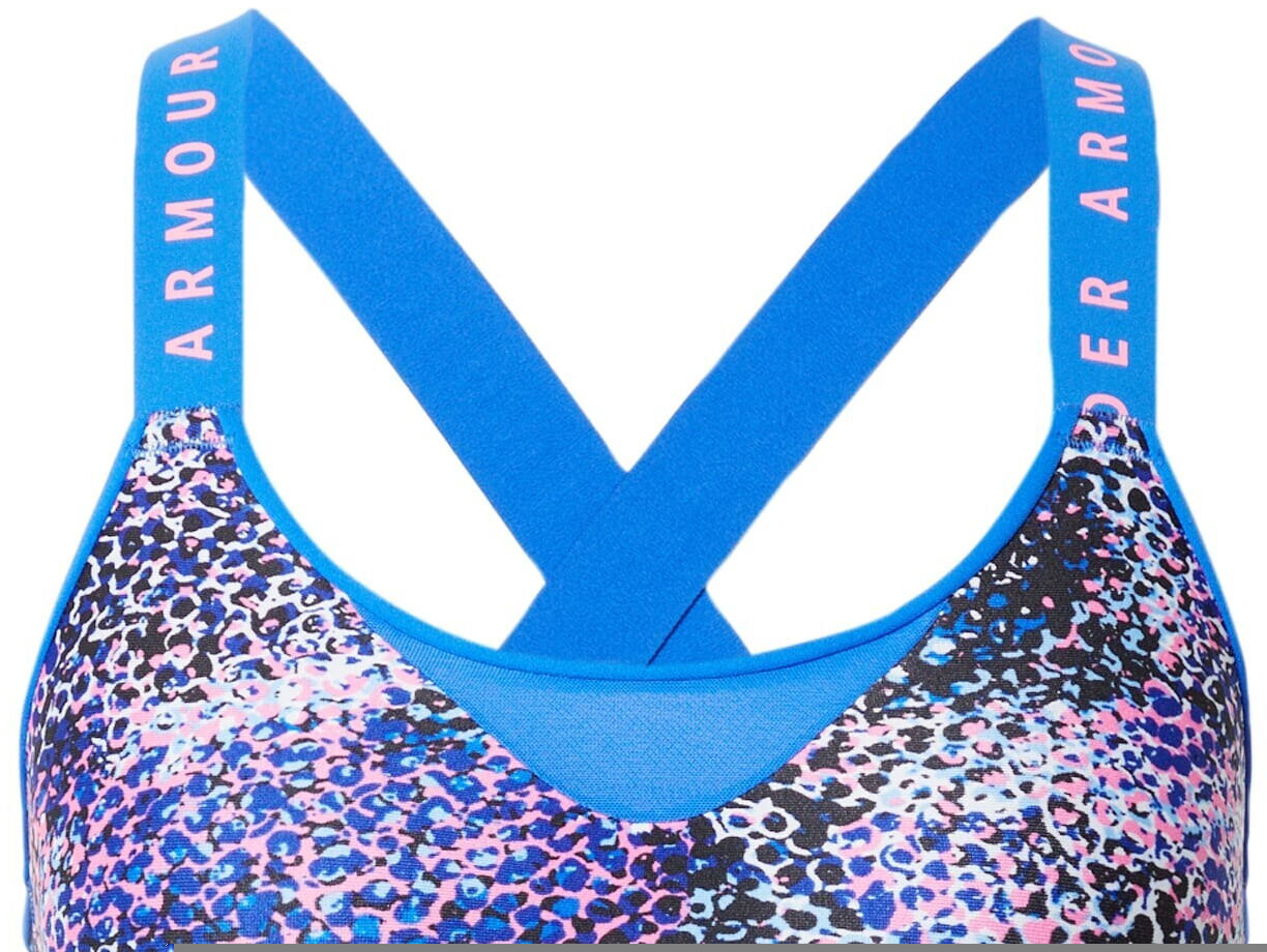 Under Armour Infinity High Sports Bra Printed pink punk/caroline blue ...