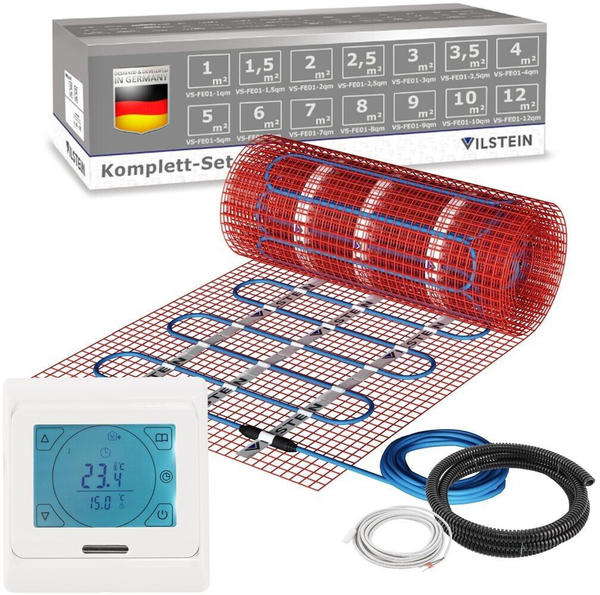 VILSTEIN® Elektrische Fußbodenheizung [150W/m²] - Bodenheizung Elektrisch geeignet für Laminat ...