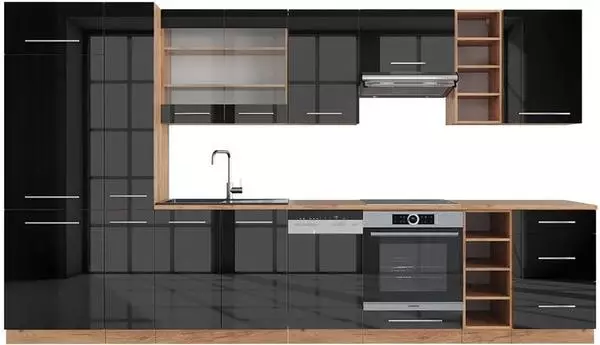 Vicco Küchenzeile Fame-Line, Anthrazit Hochglanz/Goldkraft Eiche, 355 ...