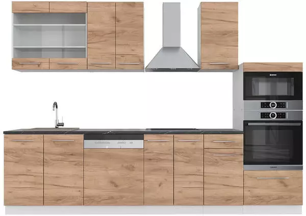 Vicco Küchenzeile Fame-Line Goldkraft Eiche/Weiß, 300 + Hochschrank ...