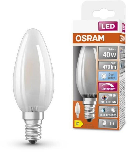 Osram E14 LED Kerzenlampe Superstar Plus HD LIGHTING Filament matt 3,4W wie 40W dimmbar ...