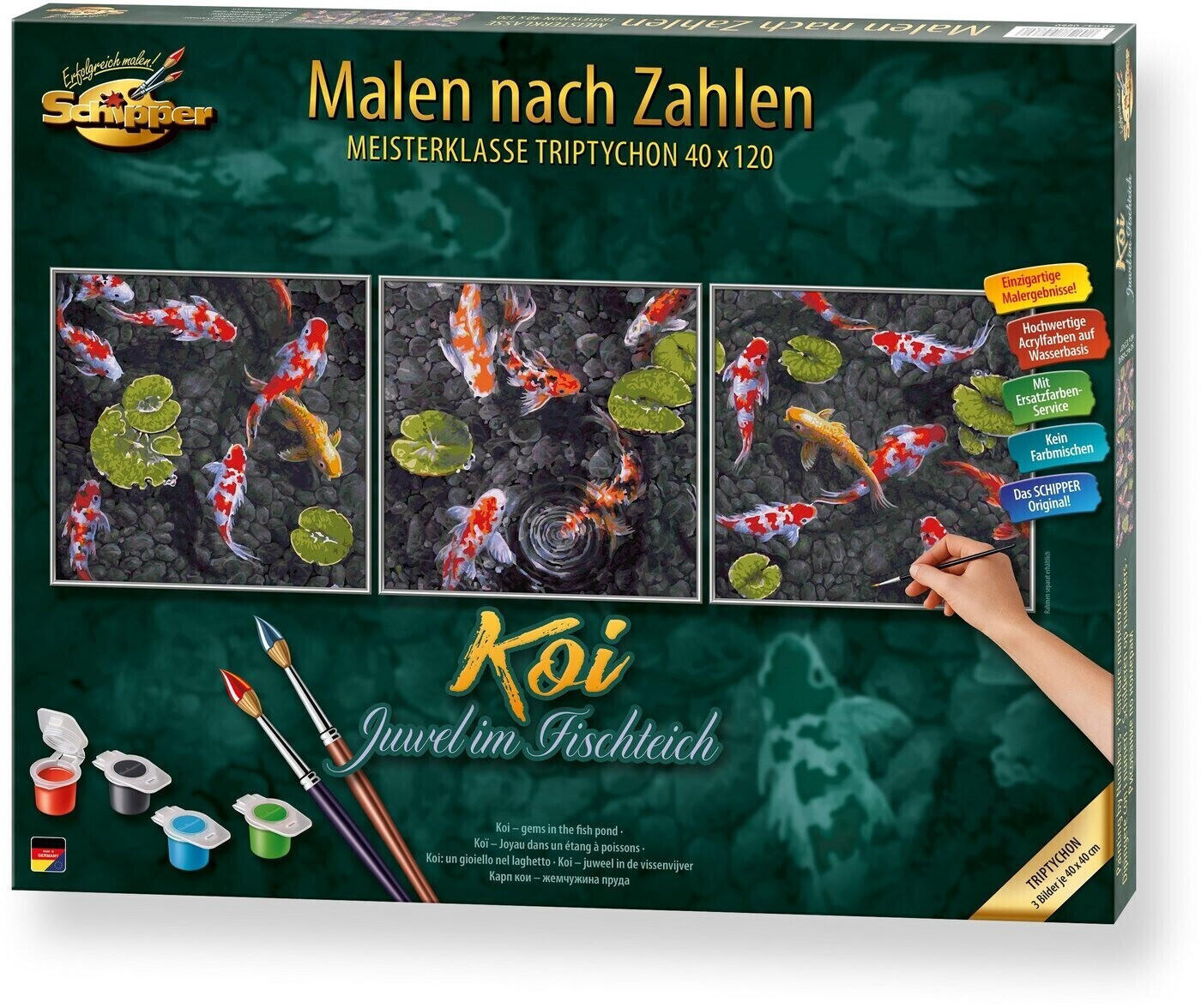 Schipper Malen nach Zahlen Meisterklasse Triptychon - Koi Juwel im Fischteich Erfahrungen 3.5/5 ...
