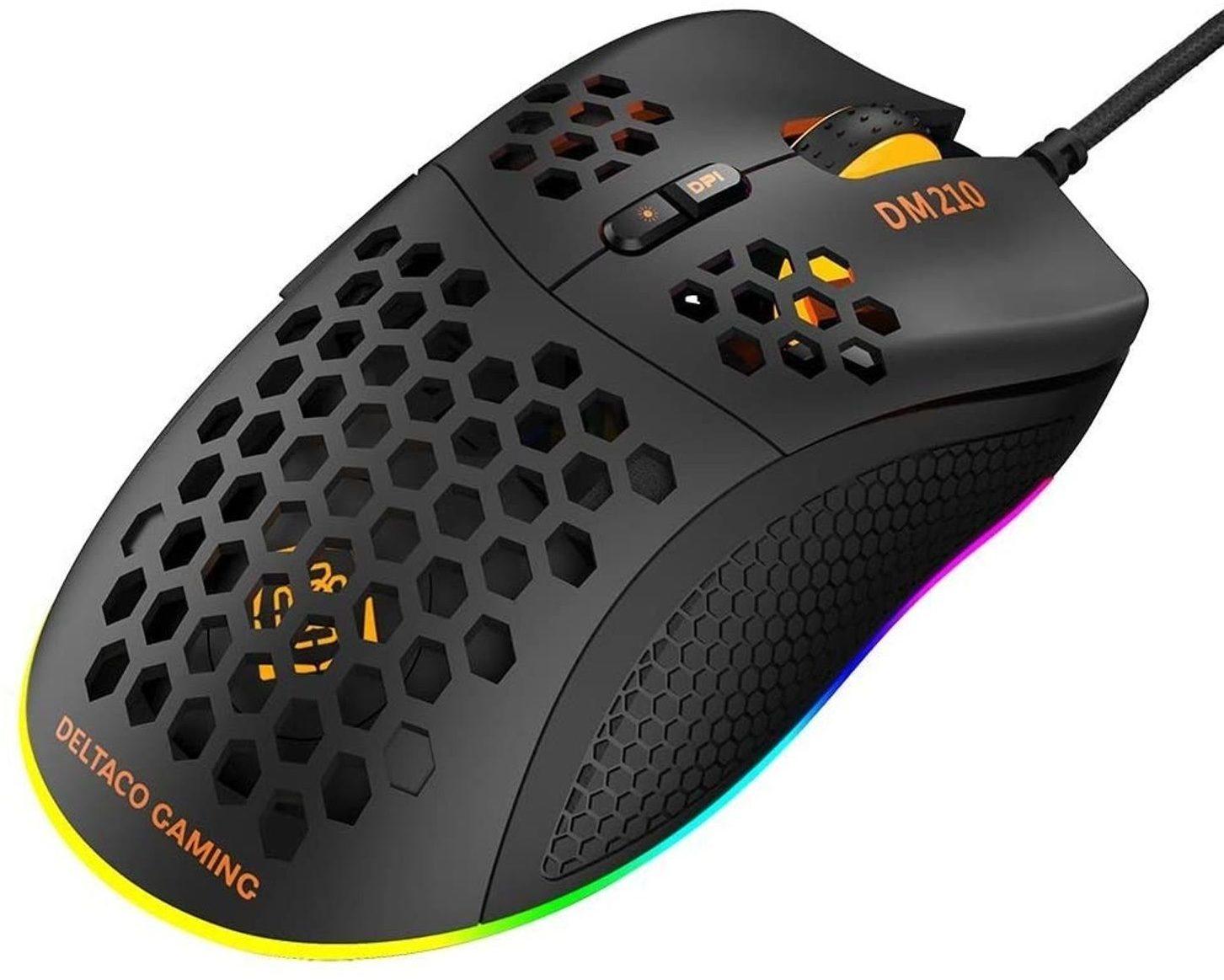 DELTACO GAMING-Maus, Ultraleicht, RGB, anpassbar, 7 programmierbare ...