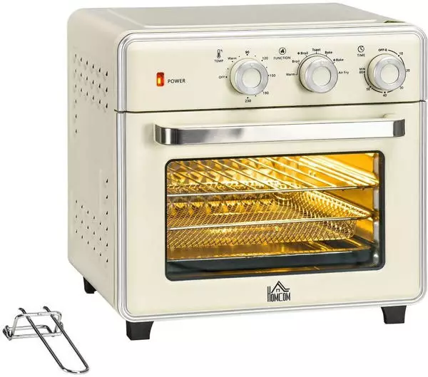 HOMCOM Minibackofen mit Umluft 20L Mini Ofen mit Backblech, Grillrost ...