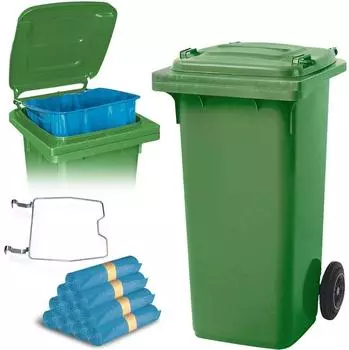 BRB Mülltonne MGB 120L mit Klemmring für Müllsäcke, Grün Mülltonne ab ...