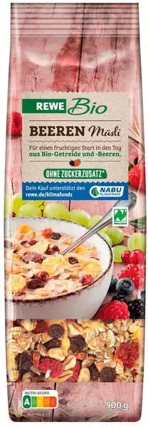Rewe Bio Beeren Müsli, Naturland Test - 100/100 (sehr gut)