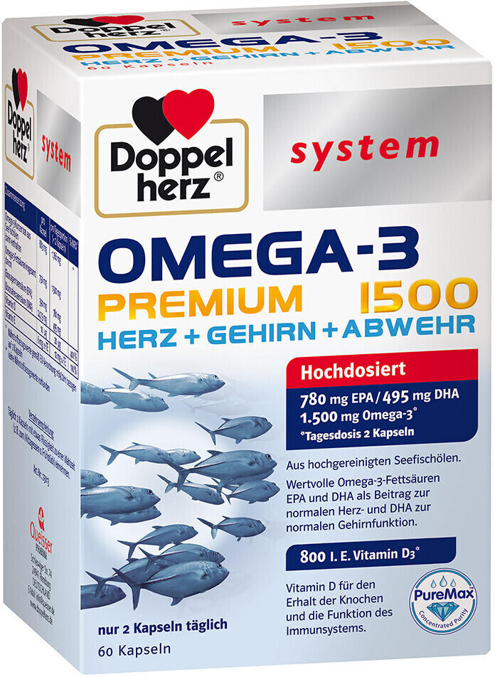 Doppelherz Omega-3 Premium 1500 System Kapseln (60 Stk.) Nahrungsergänzung