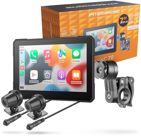 INTERPHONE SYNC70 Motorrad Carplay für Apple und Android – 7 Zoll WiFi ...