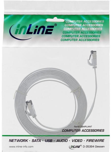 Inline InLine® Patchkabel flach, U/FTP, Cat.8.1, TPE halogenfrei, grau, 0,25m LAN-Kabel