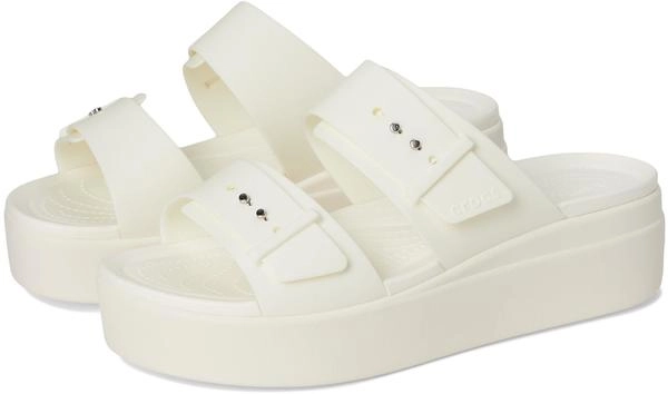 Crocs Damen Brooklyn Buckle Low Wedge Sandal, Chalk, 38/39 EU