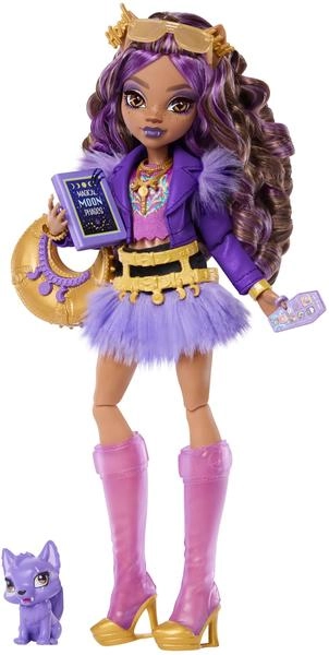 Monster High-Puppe, Clawdeen Wolf in violetter Moto-Jacke und Fellrock ...