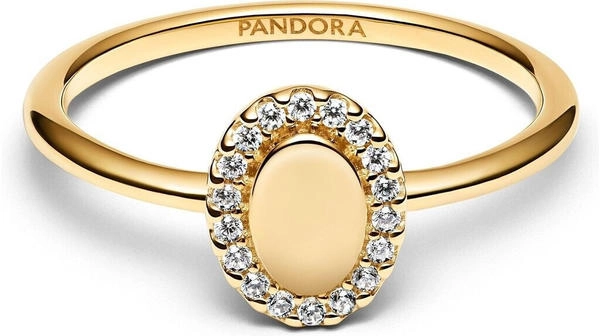 PANDORA Timeless Gravierbarer Ovaler Strahlenkranz Ring aus 14K ...