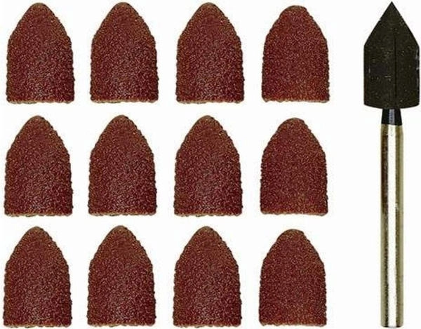 Proxxon 28987 Schleifkappenträger 8mm mit 10 Kappen, rostrot