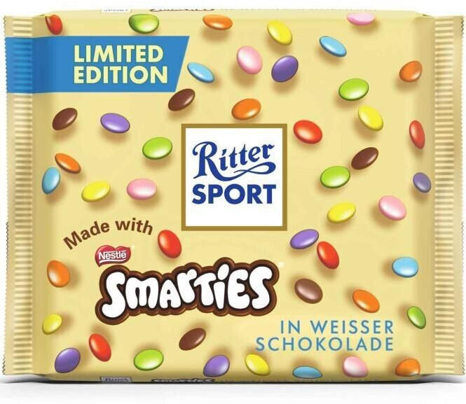 Ritter Sport 100 g Tafel weisse Schokolade mit Smarties, Limited Edition