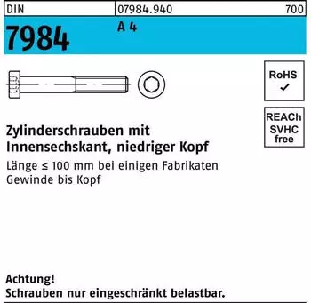 REYHER DIN 912 Innen-6kt M10x 120 A 4 (- 70) 50 Stück - ab 29,99
