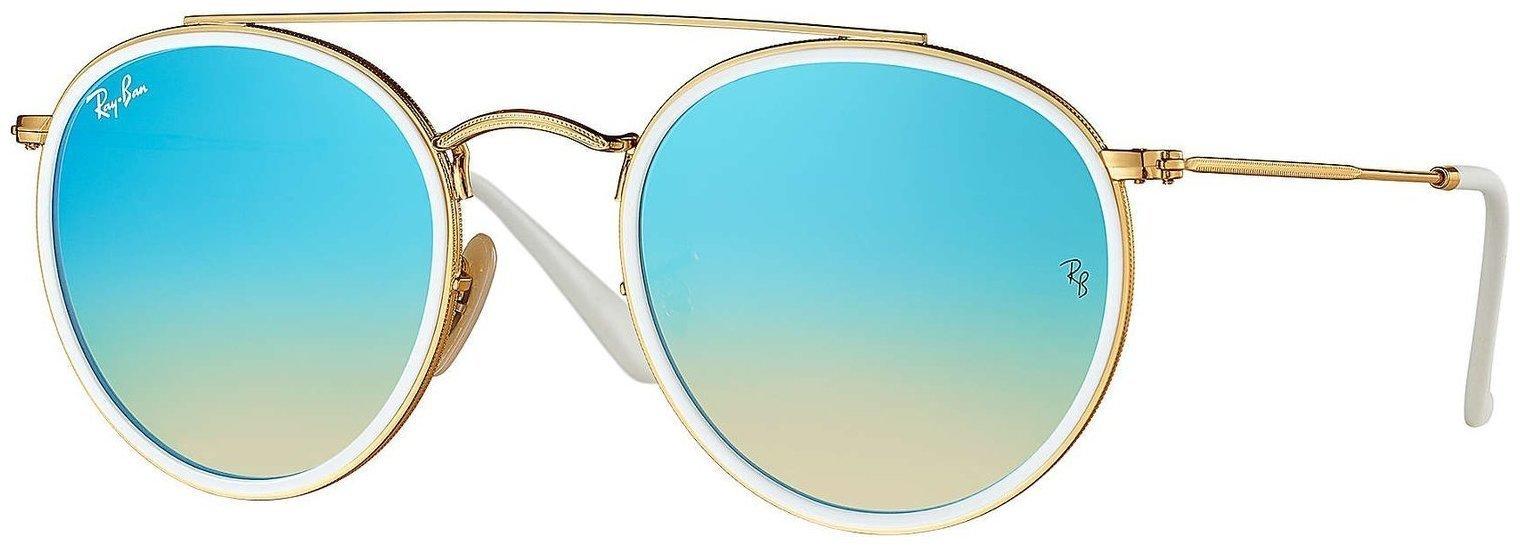 Ray-Ban Round Double Bridge RB3647N 001/4O (gold/blue gradient flash ...