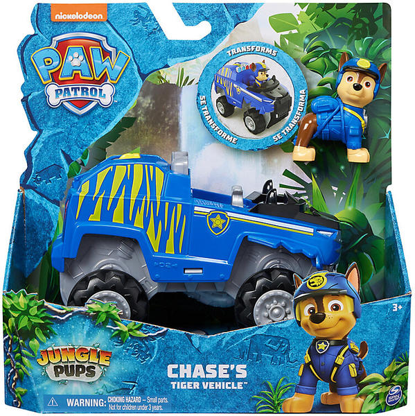 PAW PATROL Jungle Pups - Tiger-Fahrzeug mit Chase-Figur (Basis Fahrzeug ...