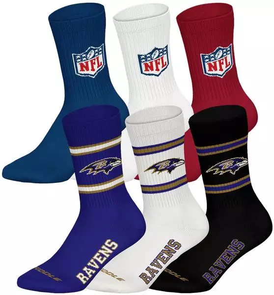 NFL Unisex Socken, 6er Pack Teams, 6Pack Crew Socks, Football, Logo ...