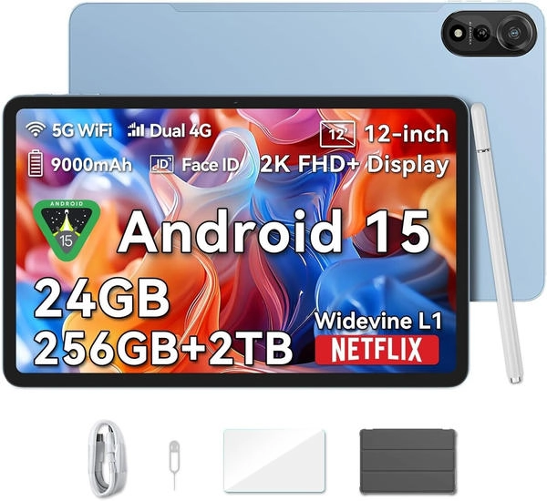 Blackview Mega2 12 Zoll Tablet Android 15,24GB RAM+256GB ROM,Dual 4G LTE+5G WiFi,2K 120Hz FHD ...