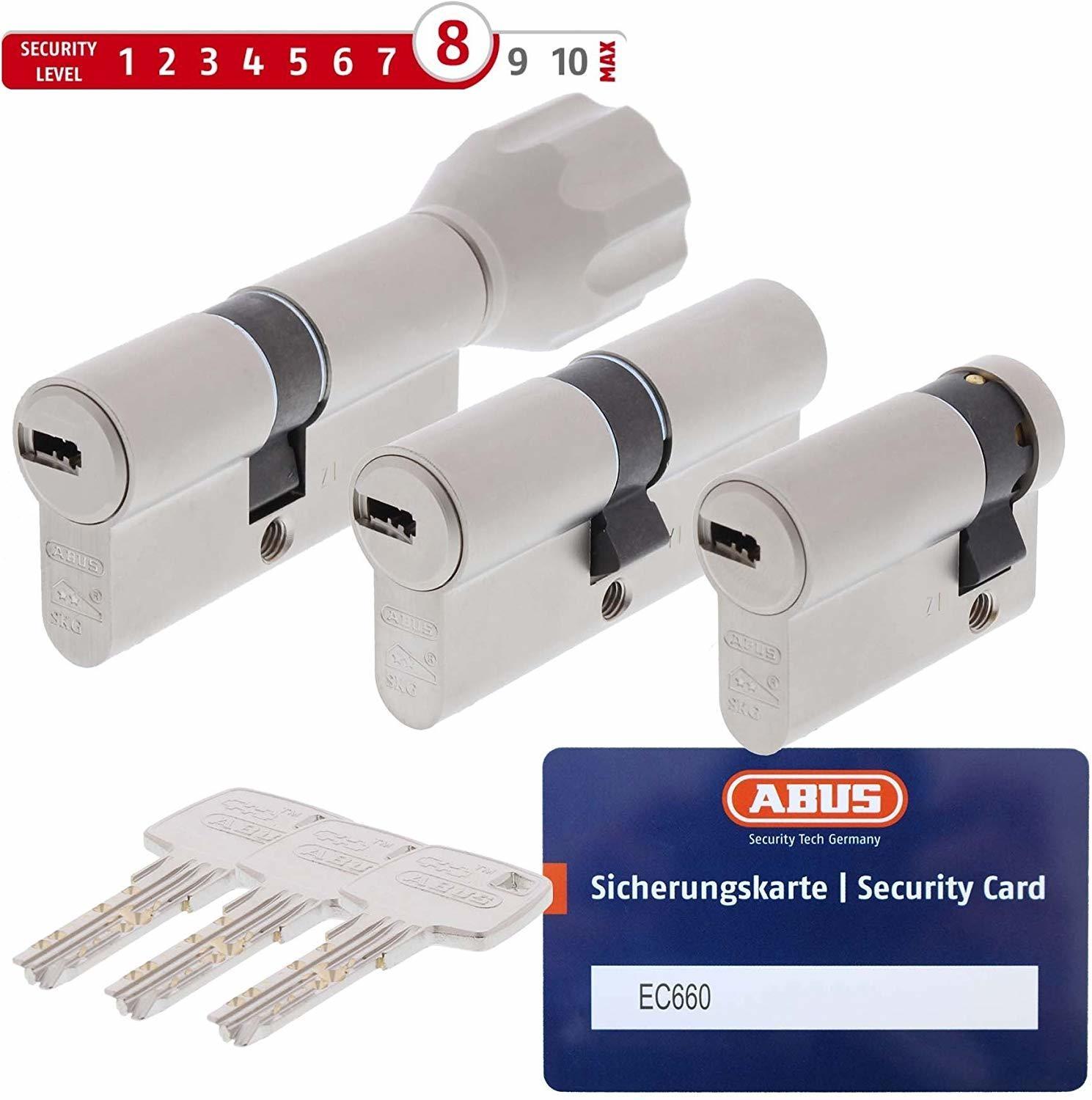 ToniTec Set aus ABUS Schließzylinder Türzylinder als Doppelzylinder EC660 GS gleichschließend ...